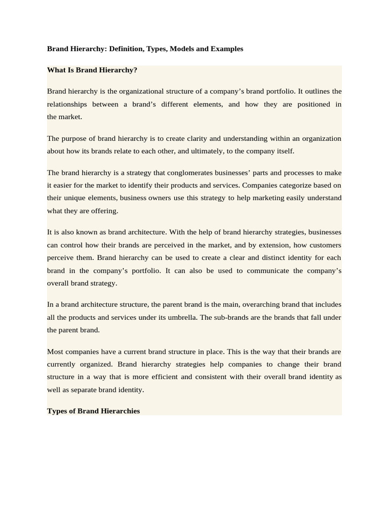 Understanding Brand Hierarchy Models | PDF | Brand | Marketing