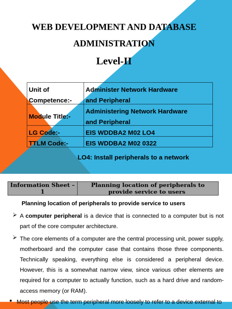 LO4 Install peripherals to a network | PDF | Computer Network | Router (Computing)