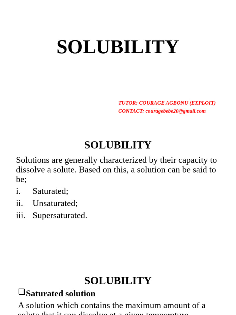 Solu Bility | PDF | Solubility | Solvation