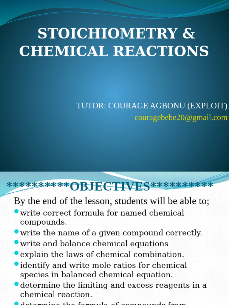 Stoichiometry and Chemical Reactions | PDF | Molecules | Stoichiometry
