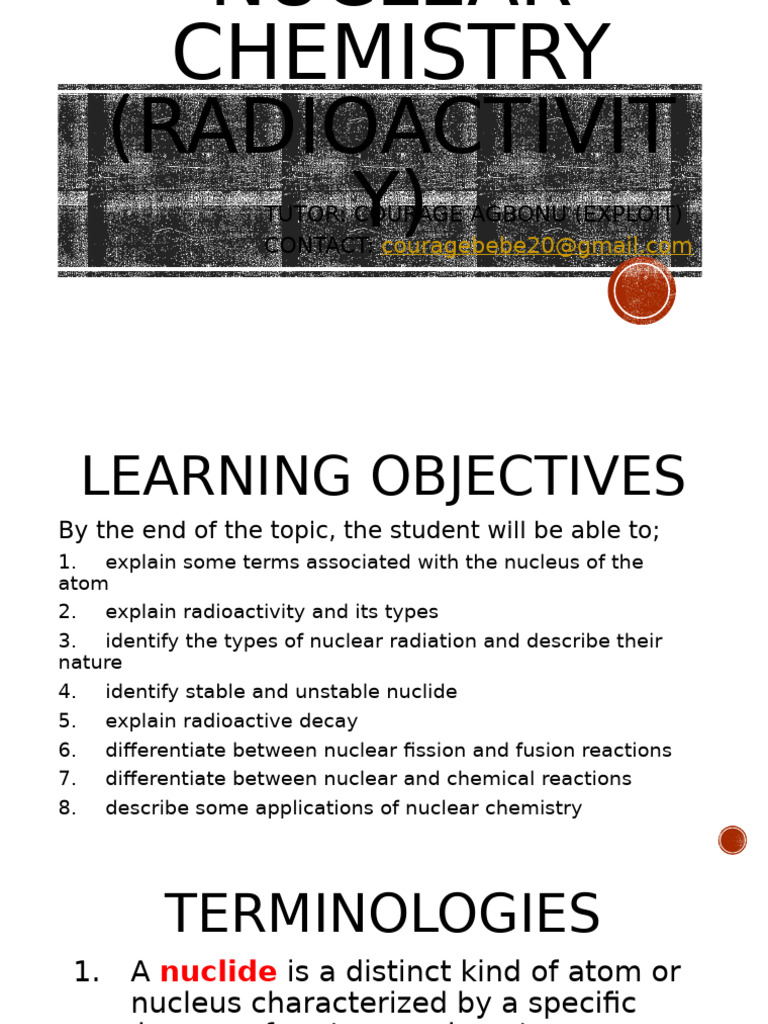 Nuclear Chemistry | PDF | Nuclear Physics | Radioactive Decay