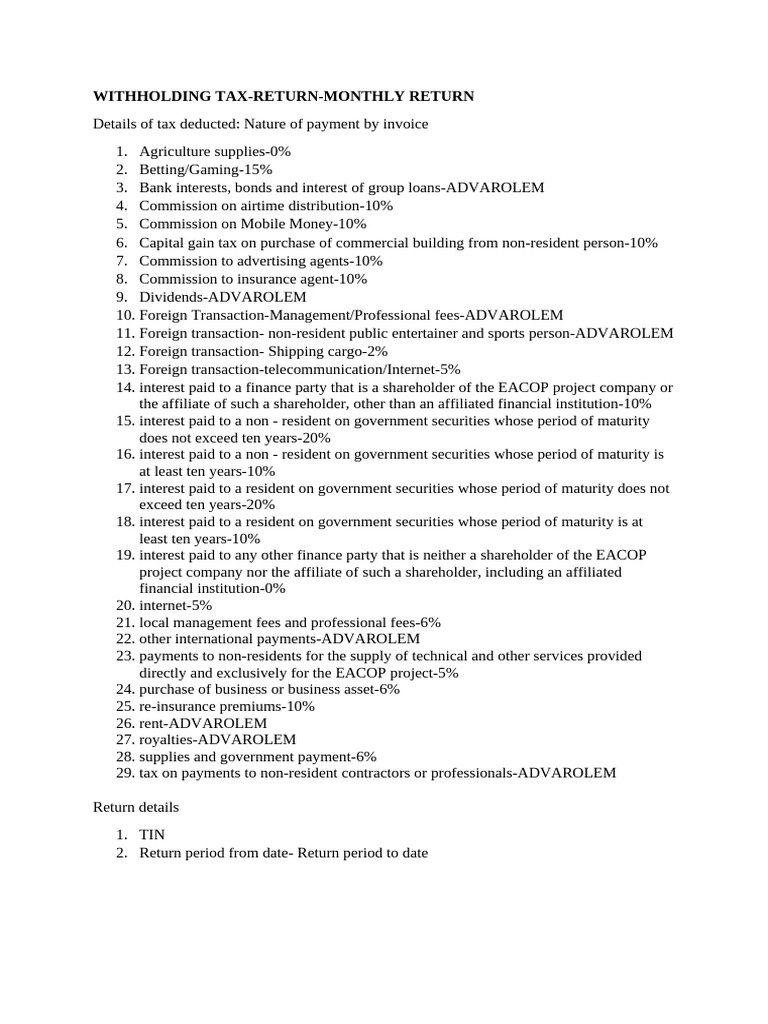 Withholding Rates | PDF