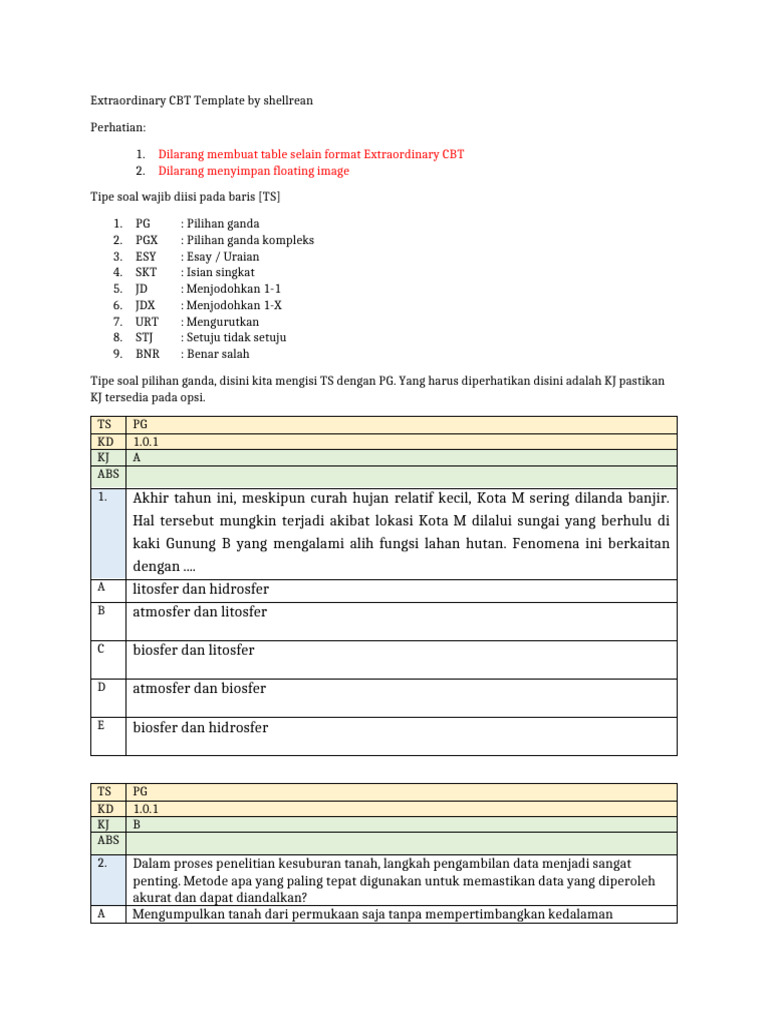Format Soal UKG | PDF