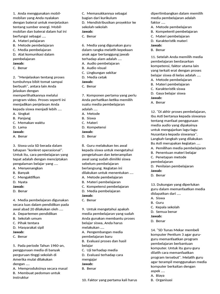 SOAL UAS KOMPUTER DAN MEDIA PEMBELAJARAN | PDF