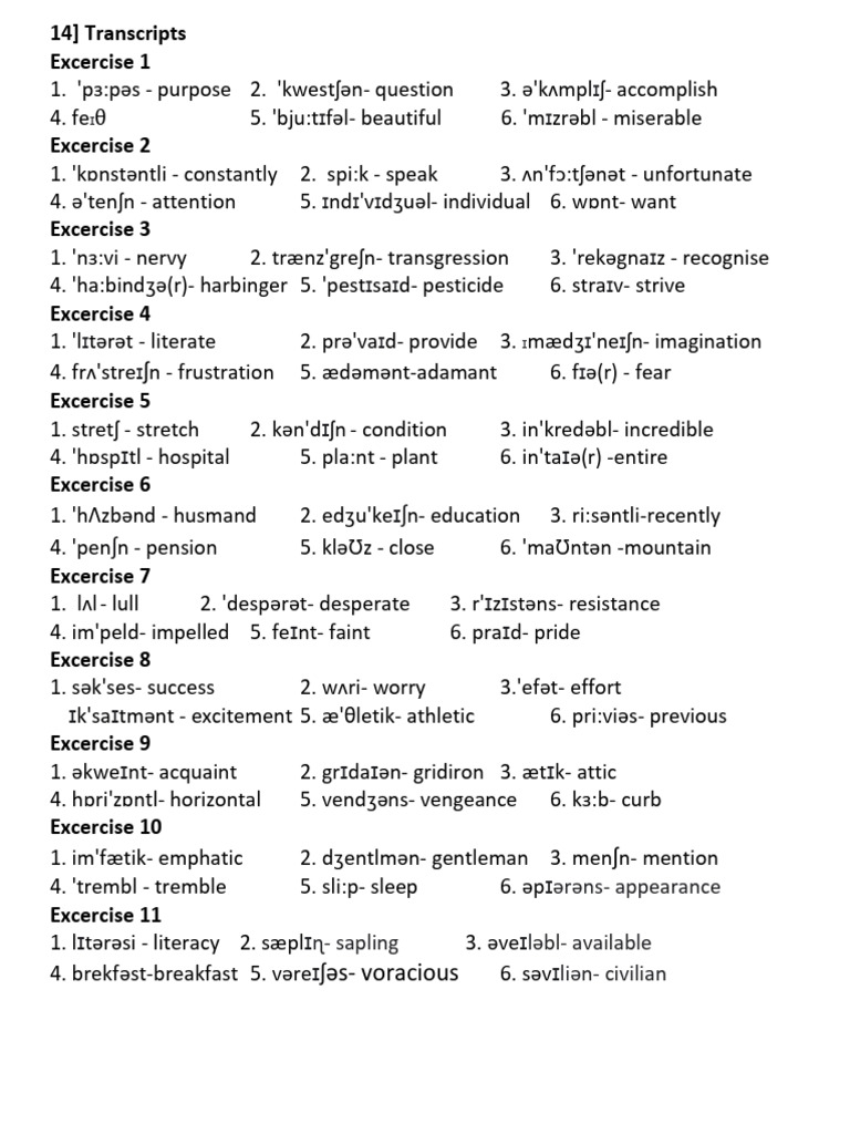 [14] Transcripts with answers | PDF