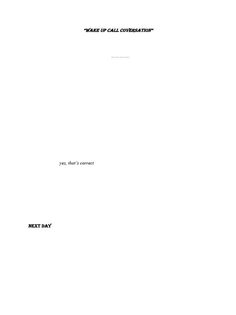 Wake Up Call Coversation | PDF