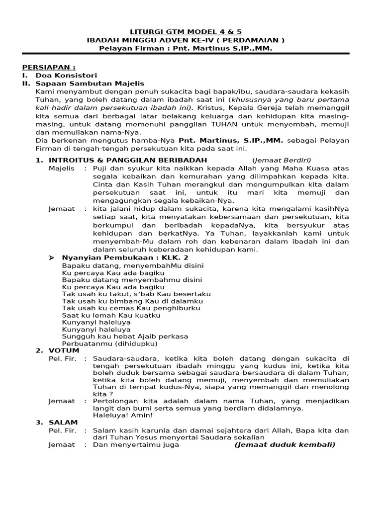 Bentuk Liturgi 4 Adven IV | PDF