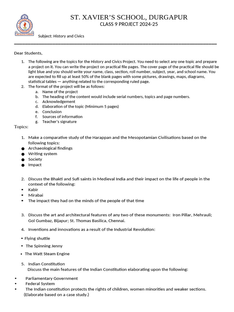 Class 9 History Project 2024-25-1 | PDF