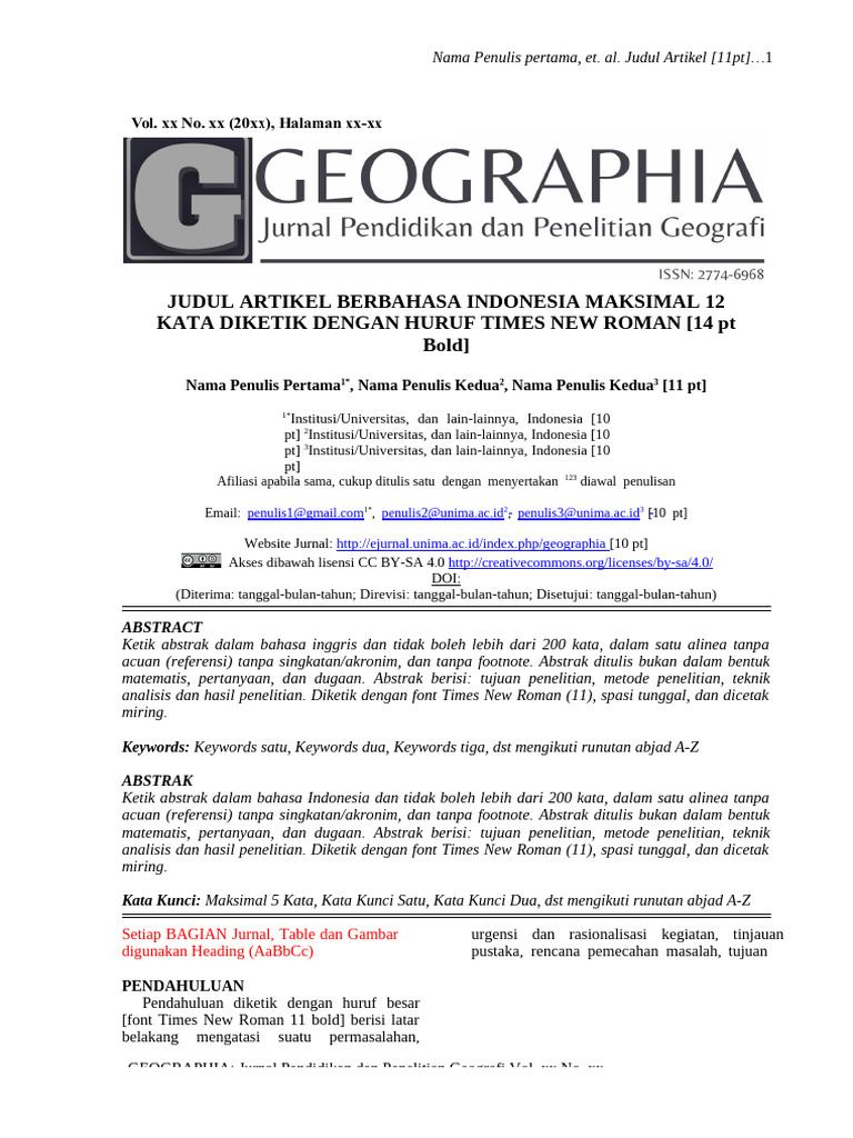 Panduan Penulisan Jurnal Geografi | PDF