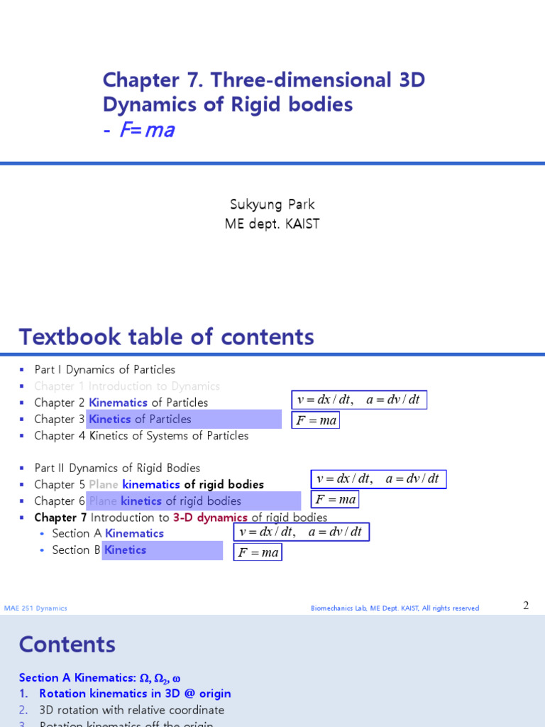 Chapter7 Three dimensional dynamics_filled | PDF | Kinematics | Classical Mechanics