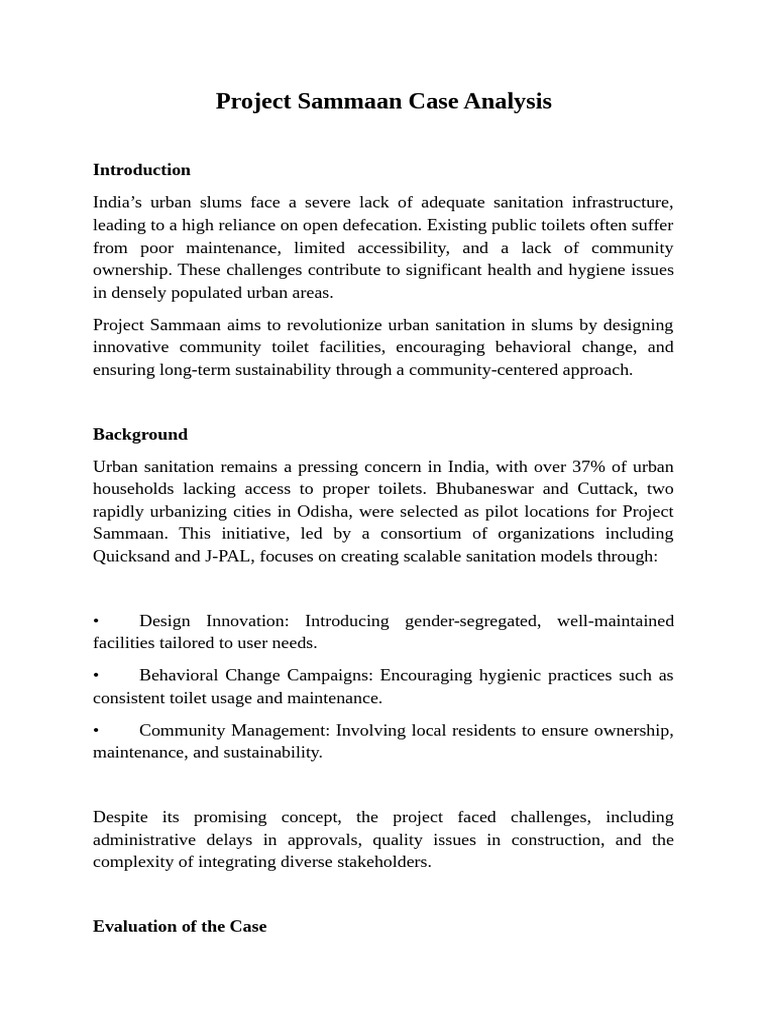 Case-Analysis | PDF | Sanitation | Toilet