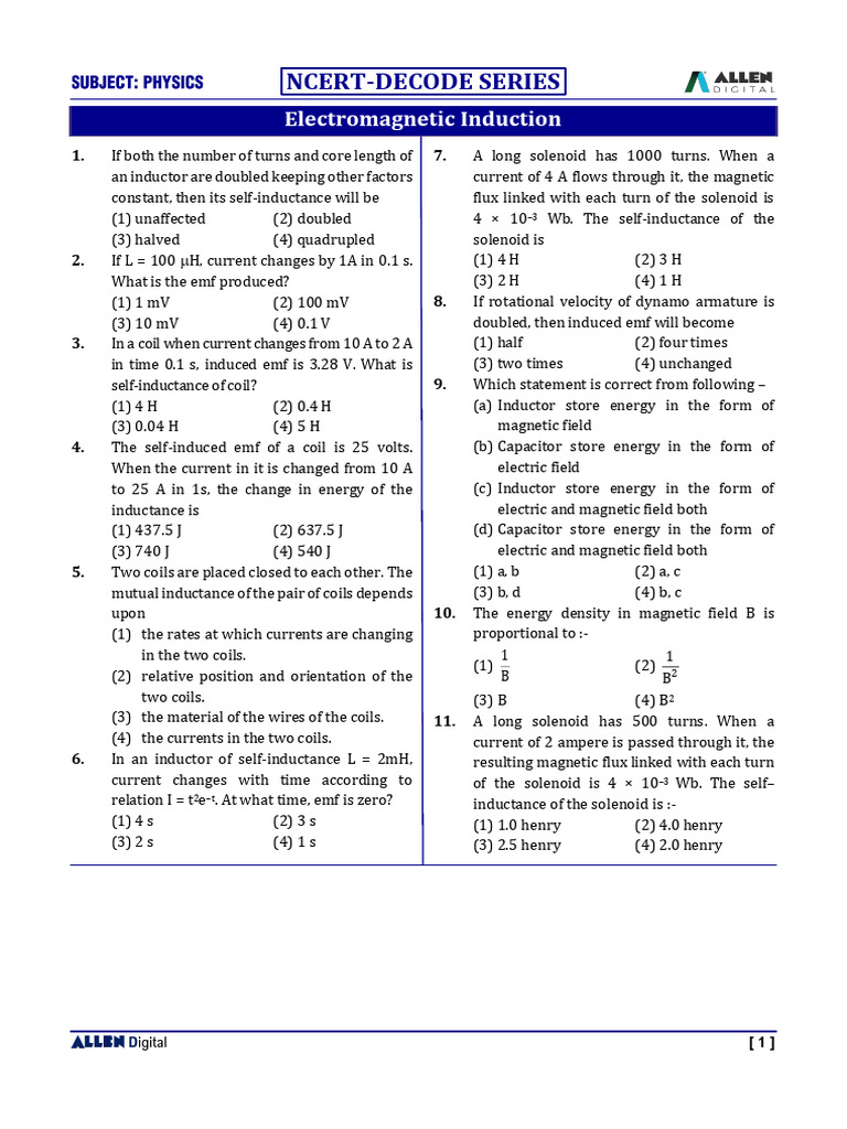 Electromagnetic Induction 3 | PDF | Inductor | Inductance