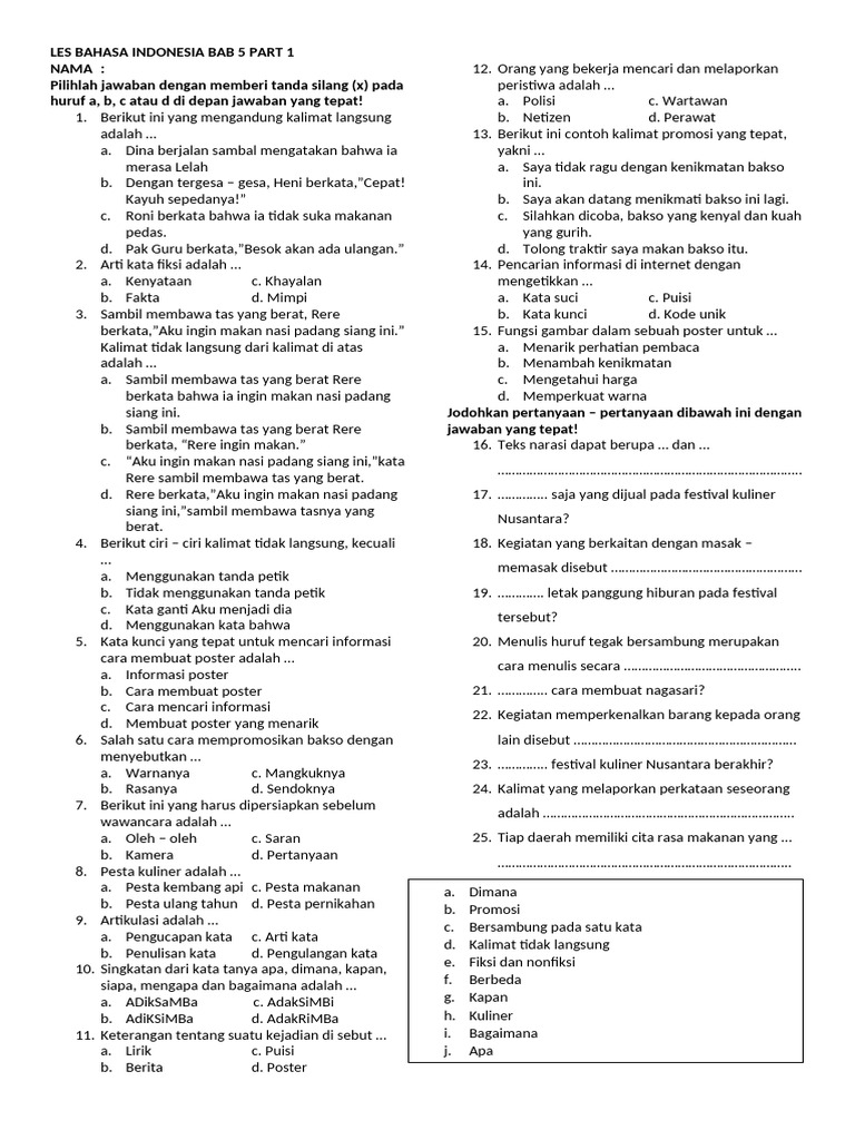 Latihan Bahasa Indonesia: Kalimat dan Promosi | PDF