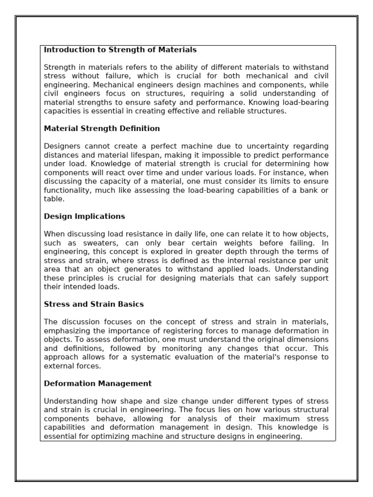 Strength of Materials Overview | PDF | Deformation (Engineering ...