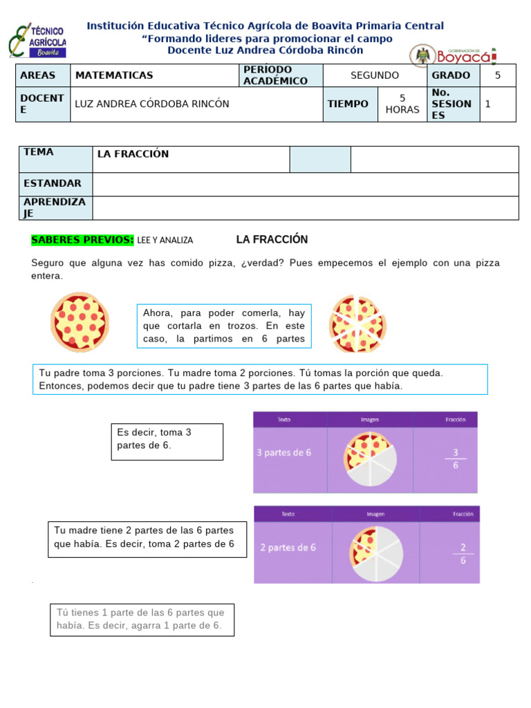 Lectura y Escritura de Fracciones para Niños | PDF