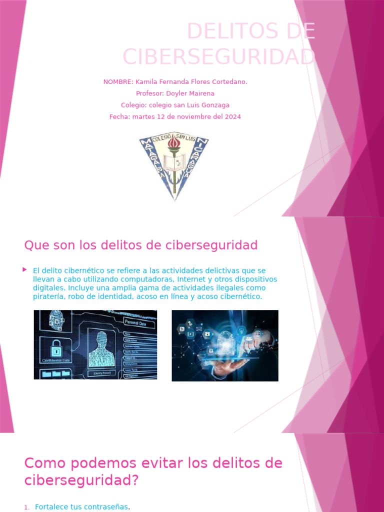 DELITOS de CIBERSEGURIDAD Kamila Fernanda Cortedano 7c | PDF