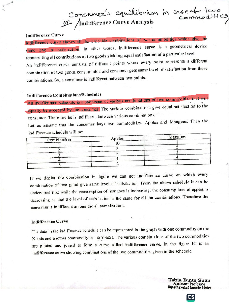 Indifference Curve Sheet | PDF