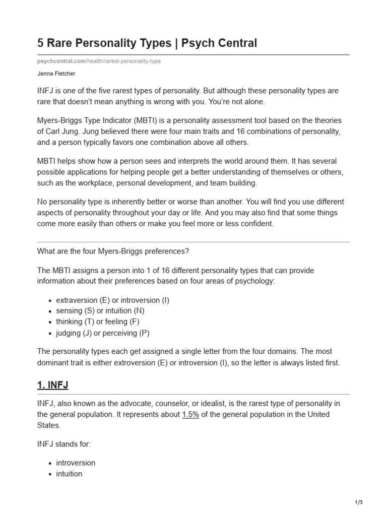 Psychcentral.com-5 Rare Personality Types Psych Central | PDF ...