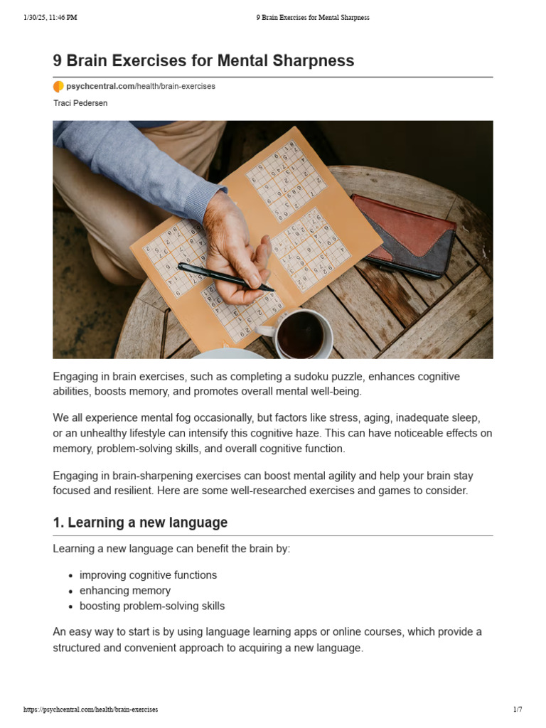 9 Brain Exercises For Mental Sharpness | PDF | Memory | Cognition