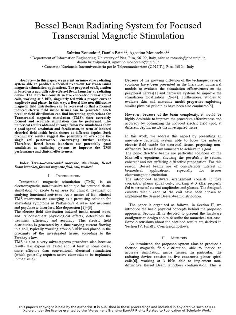 Bessel Beam Radiating System For Focused Transcranial Magnetic ...