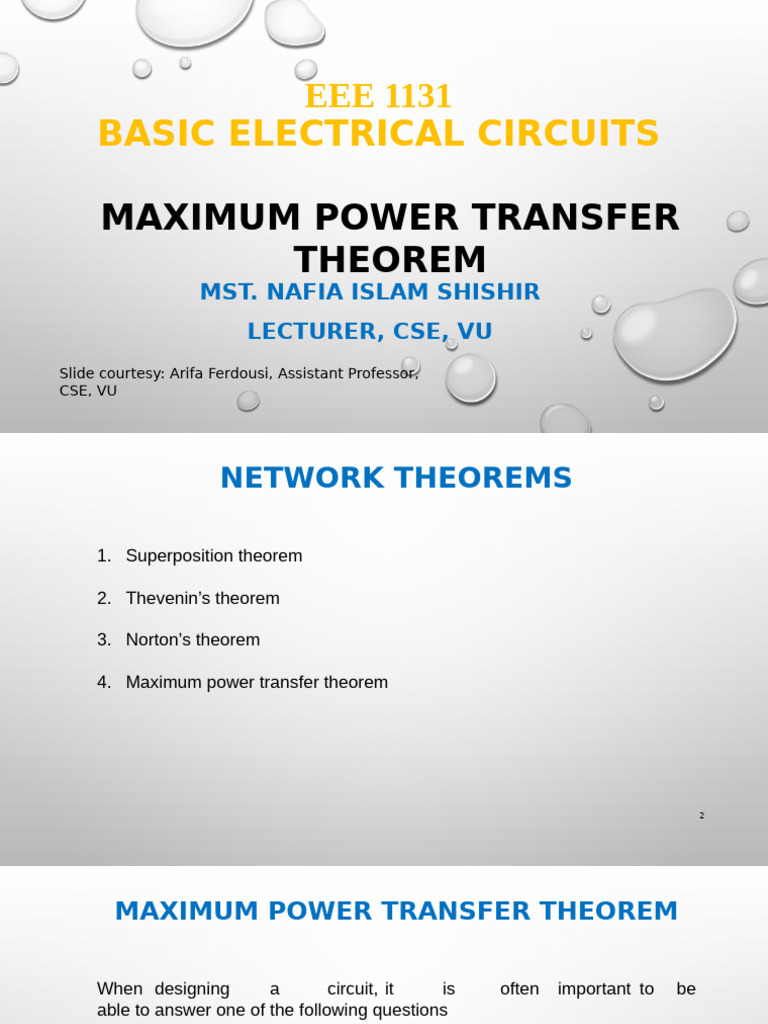Maximum Power Transfer Theorem Explained | PDF | Electronics ...