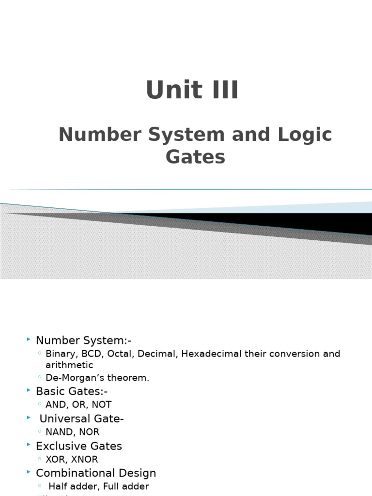Unit III_Number system and Logic Gates | PDF | Logic Gate | Electronic ...