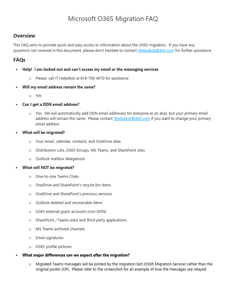 O365 Migration FAQs for Users | PDF | Microsoft Outlook | Share Point