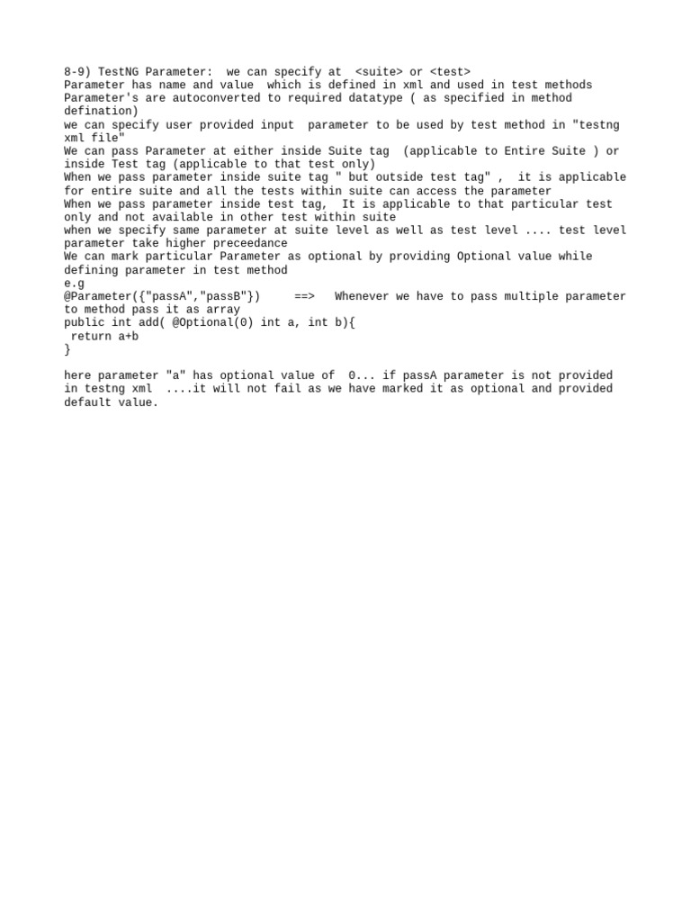 TestNG Parameters | PDF TestNG Parameters | PDF