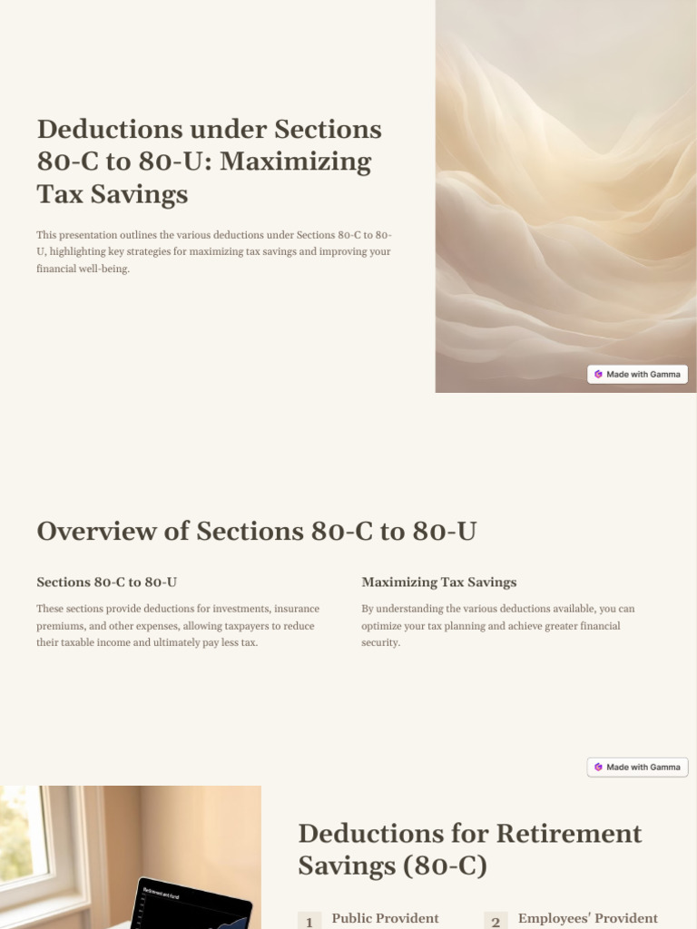 Deductions Under Sections 80 C To 80 U Maximizing Tax Savings | PDF ...