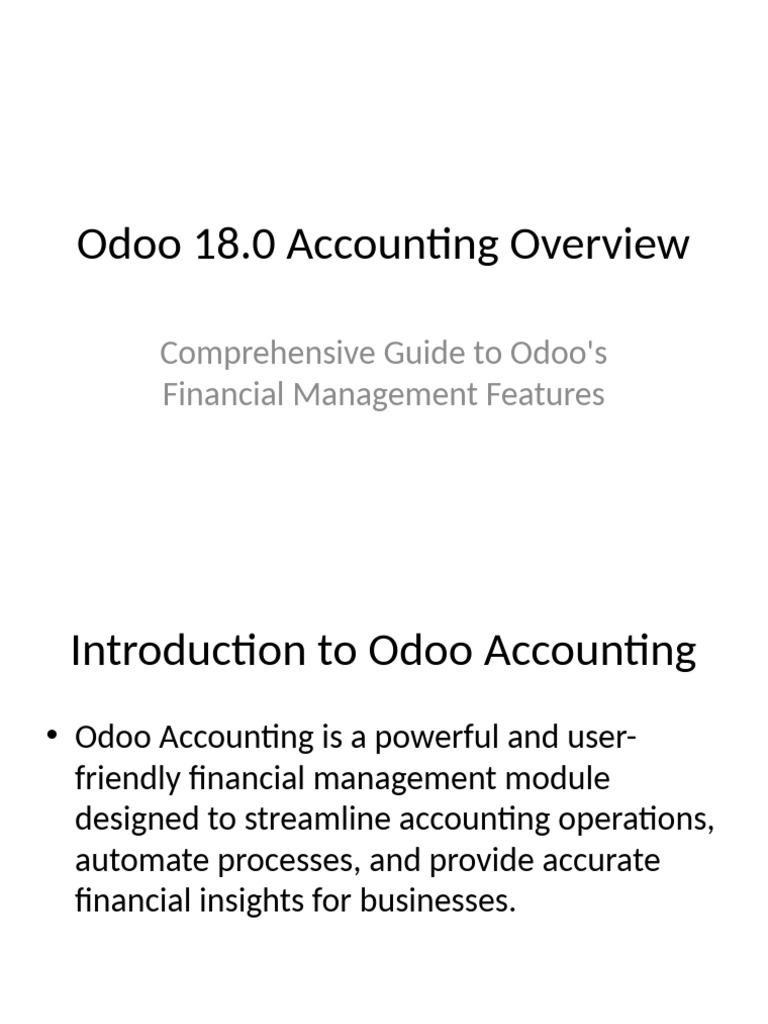 Odoo 18.0 Accounting Features Overview | PDF