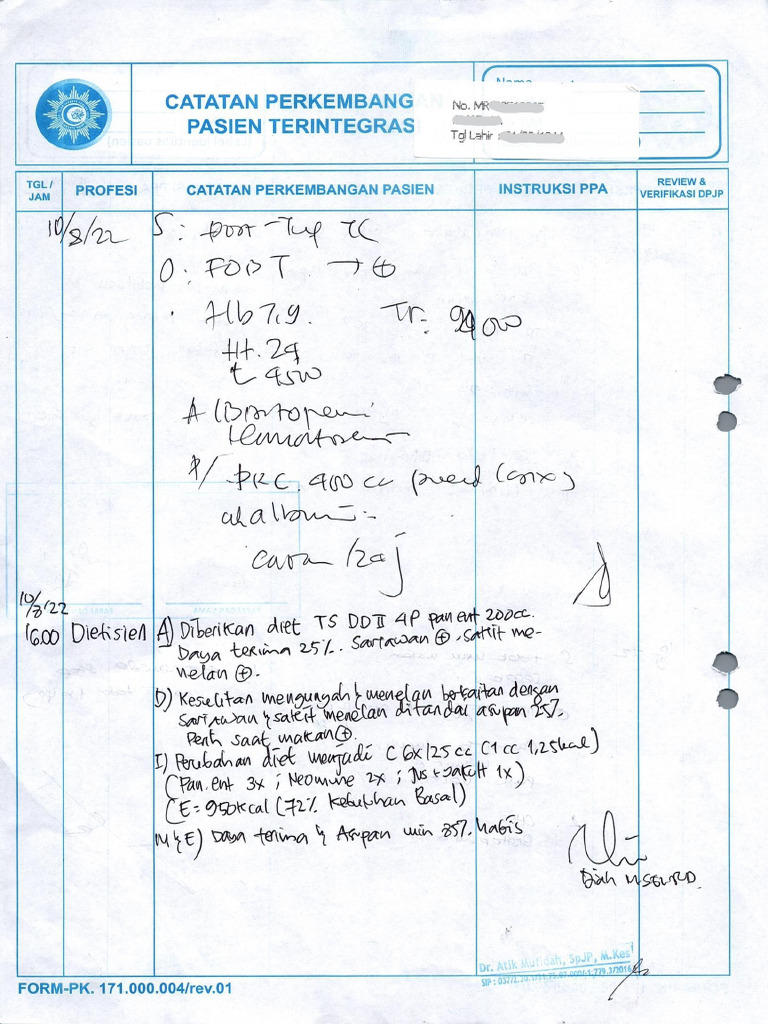 Evaluasi Gizi Dalam CPPT Tn. A | PDF