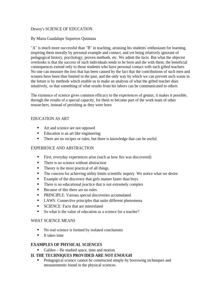 Understanding Dewey's Educational Science | PDF | Science | Pedagogy