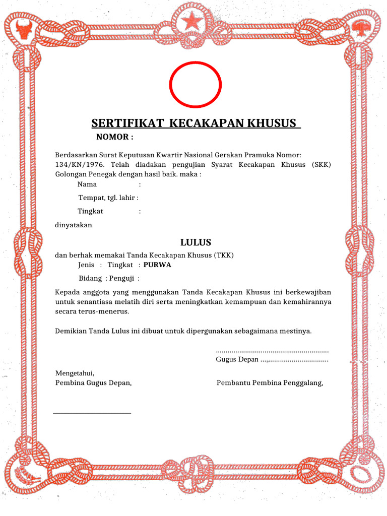Sertifikat Kecakapan Khusus Penggalang | PDF