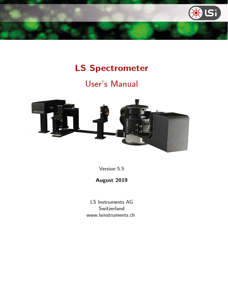 LS Spectrometer User Manual Overview | PDF | Electromagnetic Radiation ...