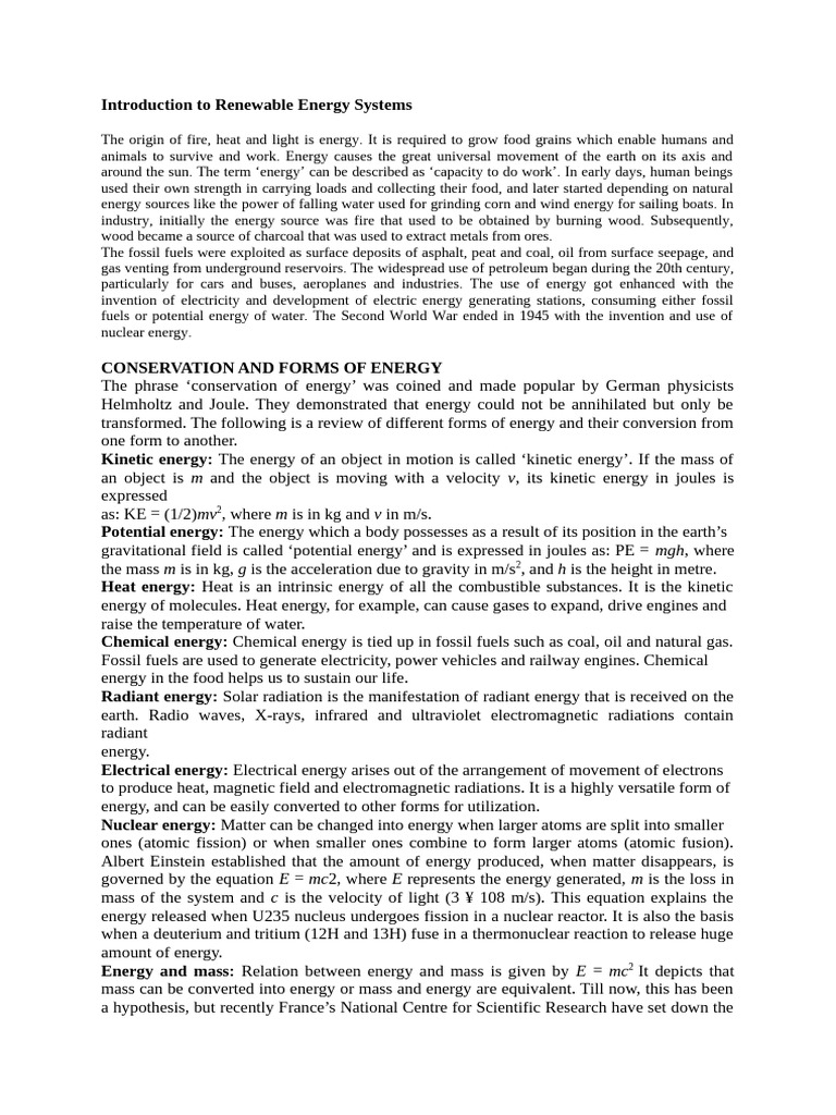1.introduction To Renewable Energy Sources | PDF | Energy Development ...