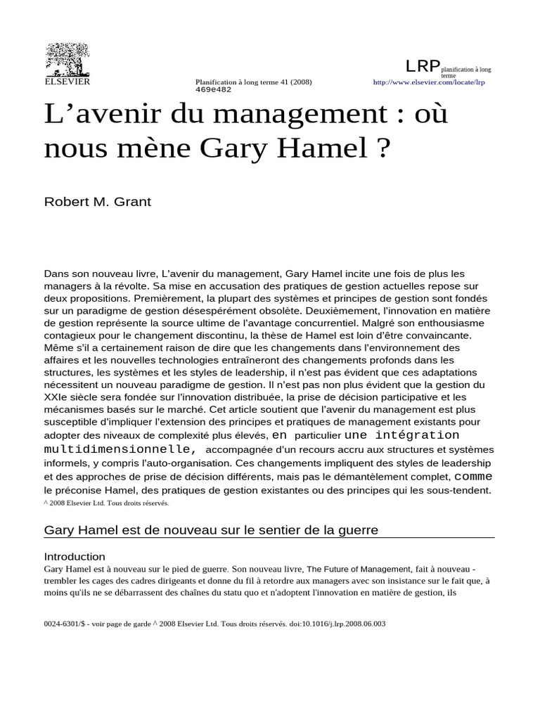 L'avenir du management selon Gary Hamel | PDF | Innovation | Business