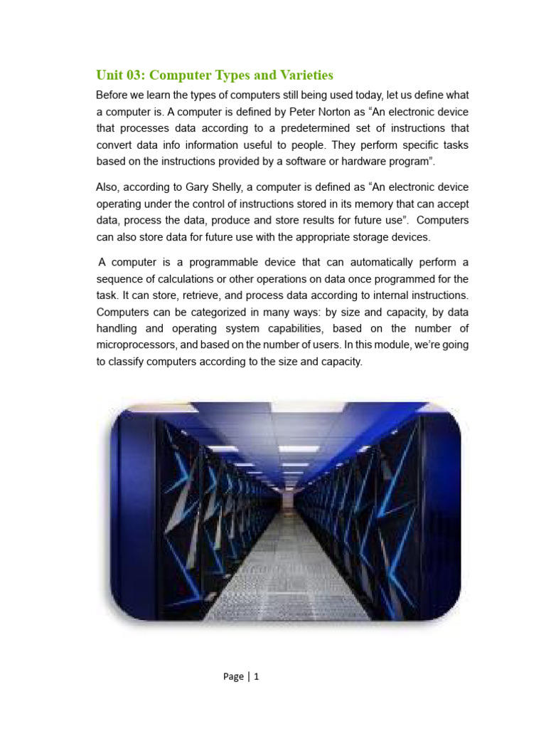 Computer Types and Their Uses | PDF | Microcomputers | Central Processing Unit