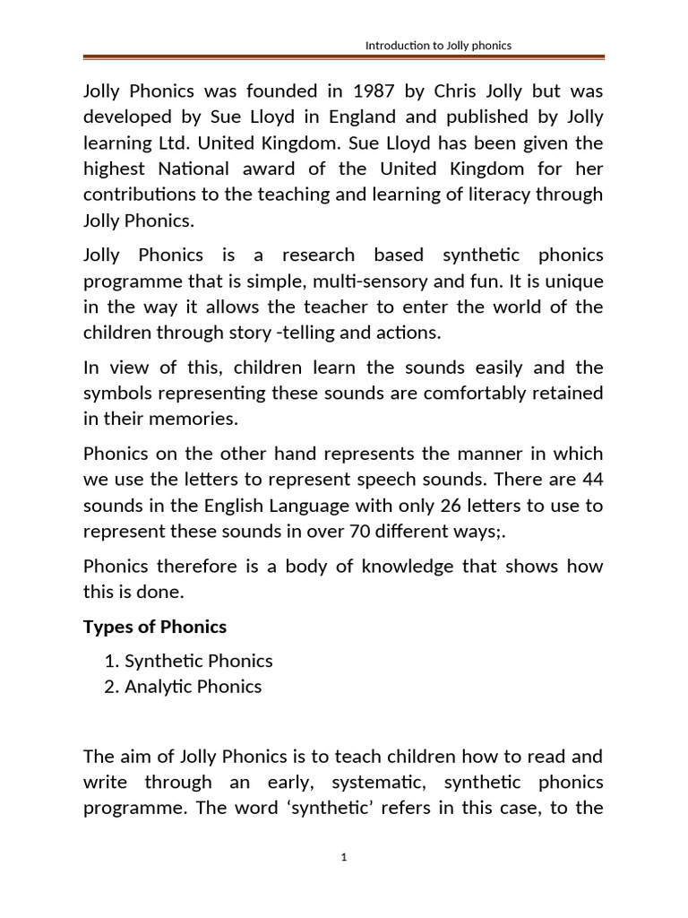Jolly Phonic Manual | PDF | Phonics | Consonant