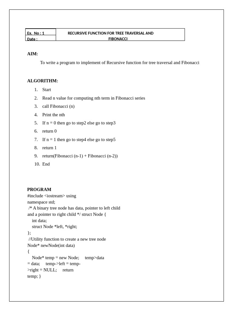Recursive and Iterative Tree Traversal | PDF | Algorithms | Discrete ...