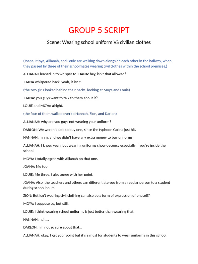 School Uniform Debate Among Students | PDF