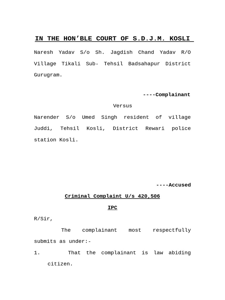 AJeet Crimninal Complaint | PDF | Crimes | Crime & Violence