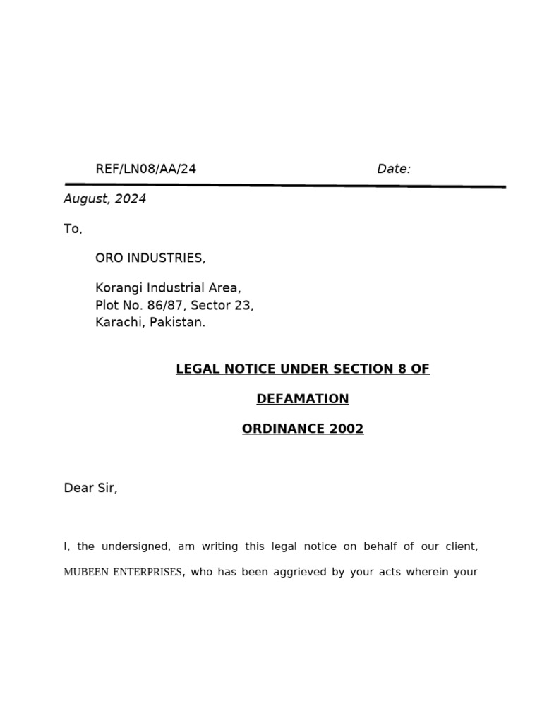 Legal Notice: Defamation Claim | PDF | Defamation | Trademark