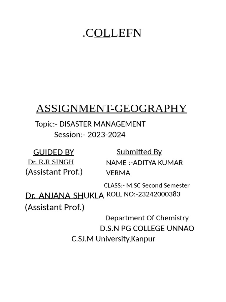 M.Sc Geography Disaster Management | PDF