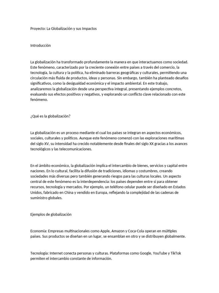 Proyecto Geo 2 | PDF | Globalización | Sustentabilidad