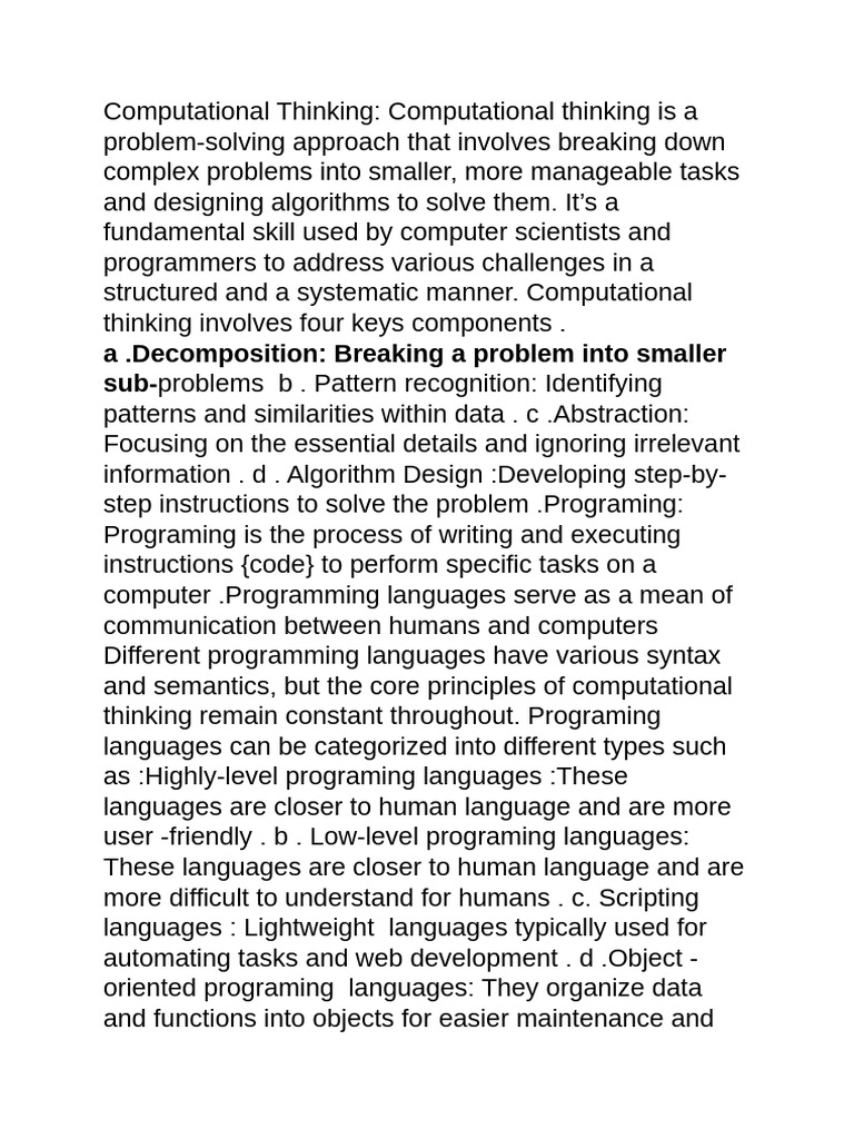 Computational Thinking & Programming Basics | PDF