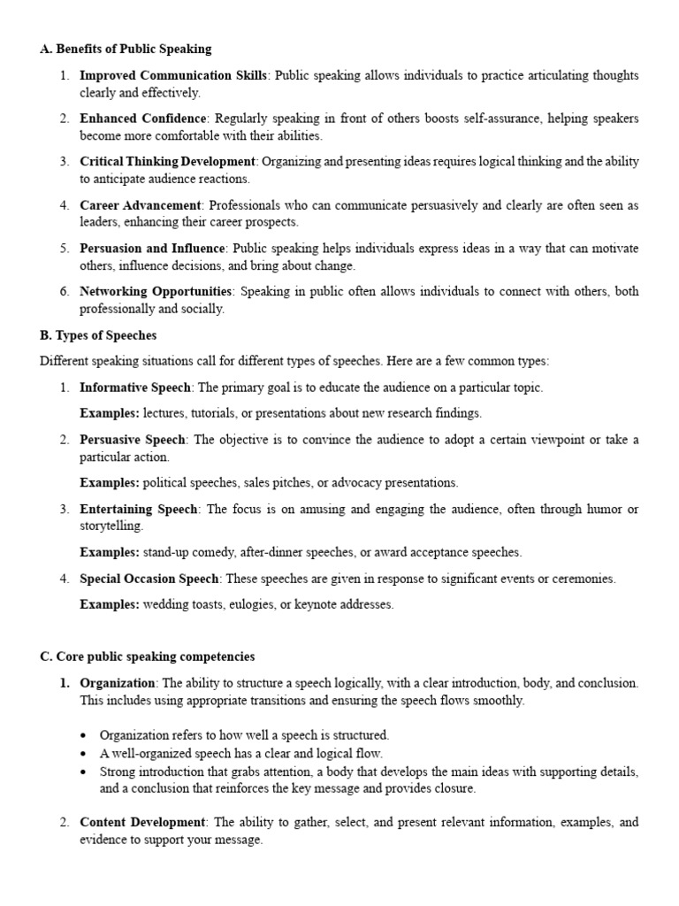 Lesson 2 Benefits of Public Speaking | PDF | Nonverbal Communication ...