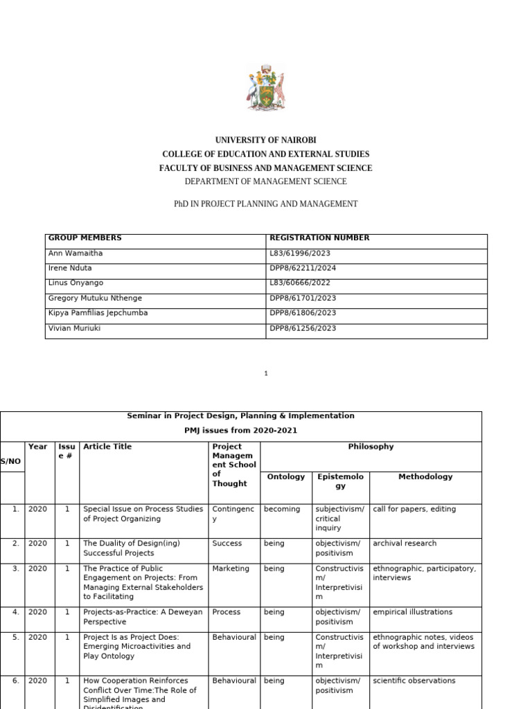 PhD Project Management Seminar 2020-2021 | PDF | Epistemology ...