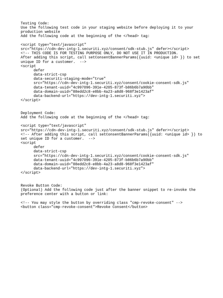 Consent Code Implementation Guide | PDF