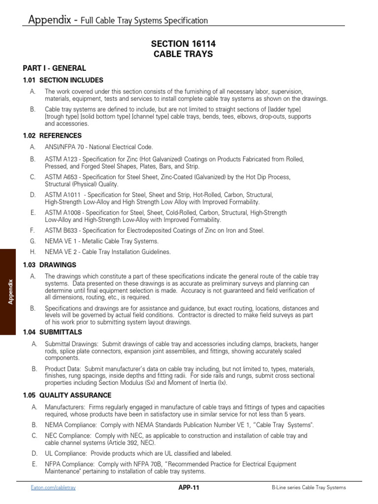 EATON - Full Cable Tray Specification Document | PDF | Rolling ...