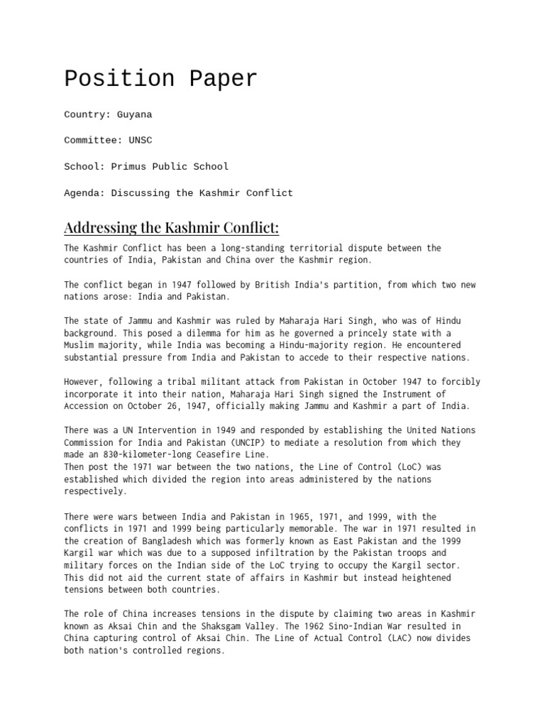 Position Paper | PDF | International Security | International Relations